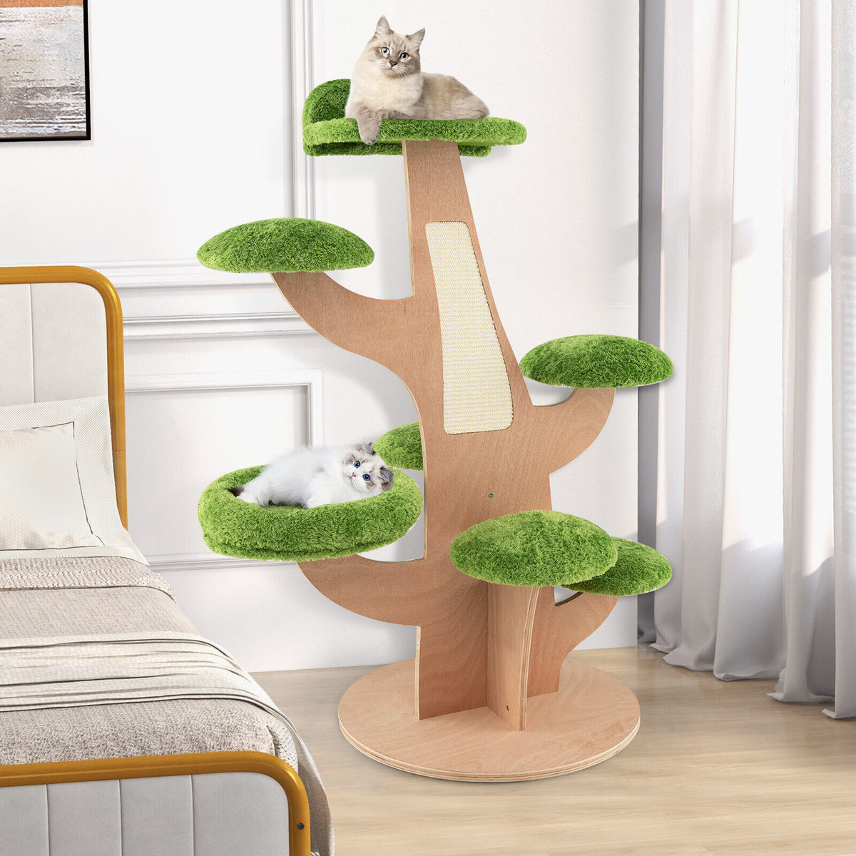 1.3M Multi-level Cat Tower Pine Shape Cat Tree for Indoor Cats – Smart Home