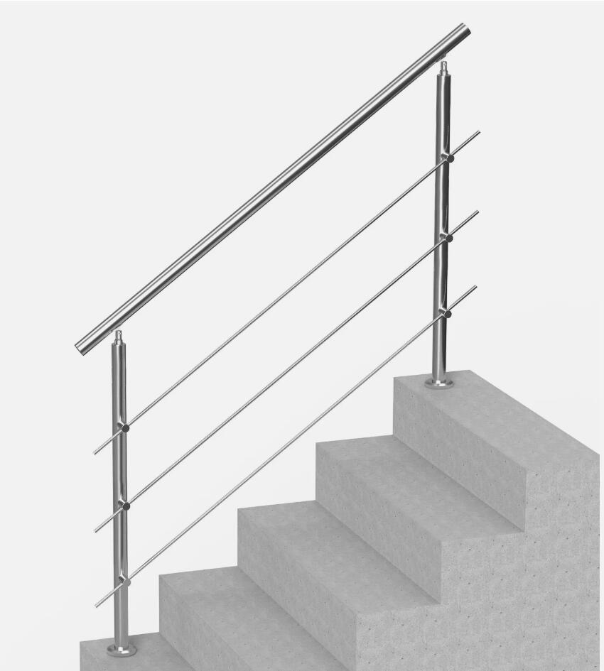 59in Heavy Duty Adjustable Handrails for Outdoor Steps 3 Crossbars Sta ...