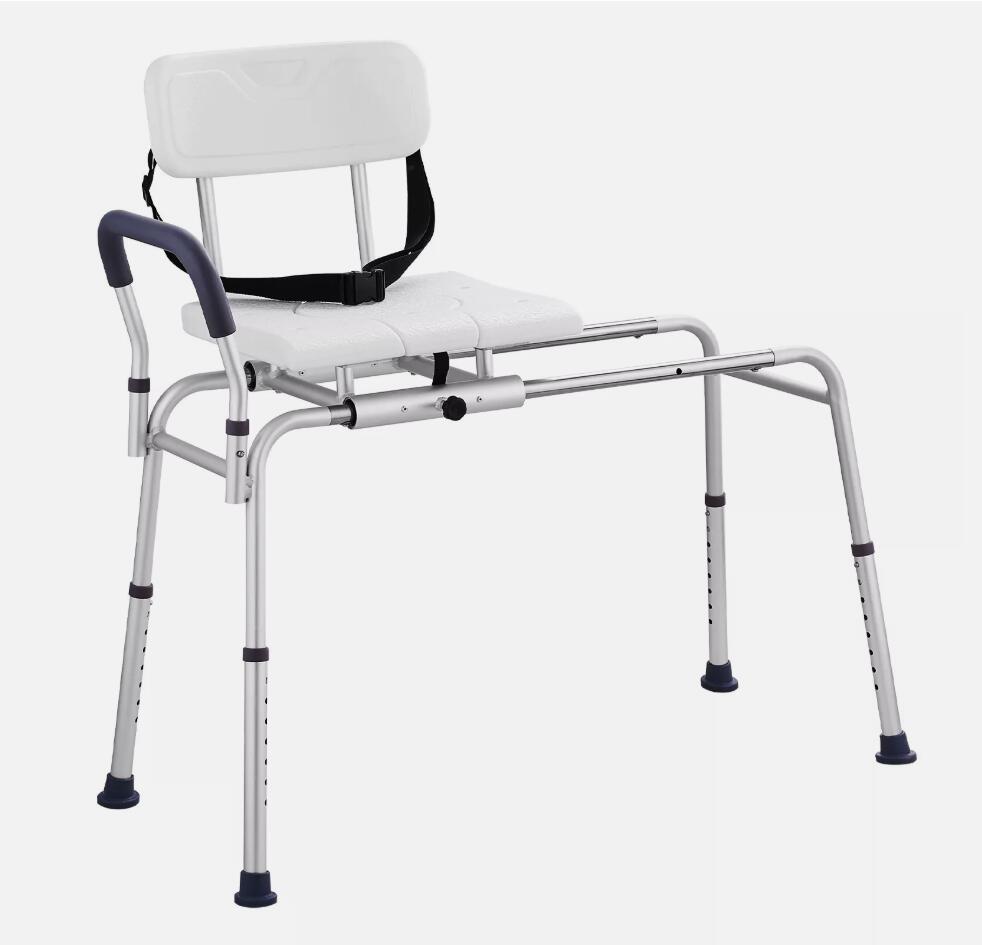 Adjustable Sliding Tub Transfer Bench Shower Chair & Strong Cut-Out Se ...