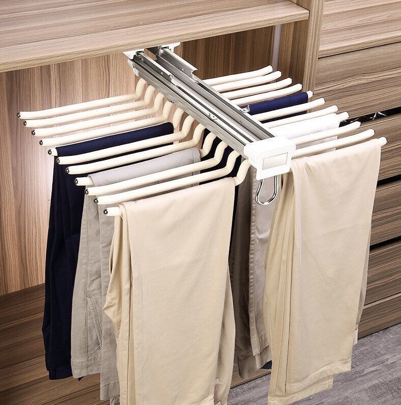 AU 22 Arms Pull Out Trousers Pants Hanger Rack Closet Wardrobe Clothes ...