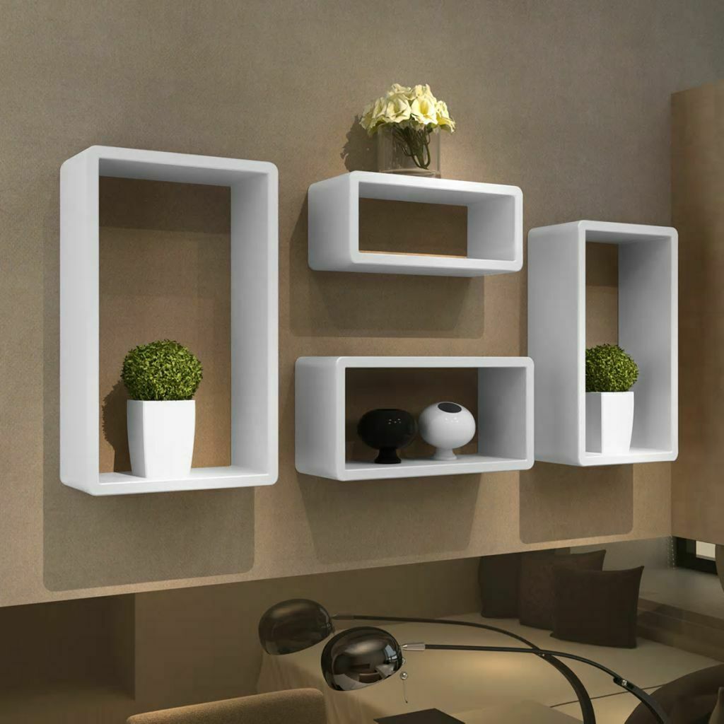 4 Pcs Cube Shelf Wall Mountable Freestanding Display Storage Cuboid Bo ...